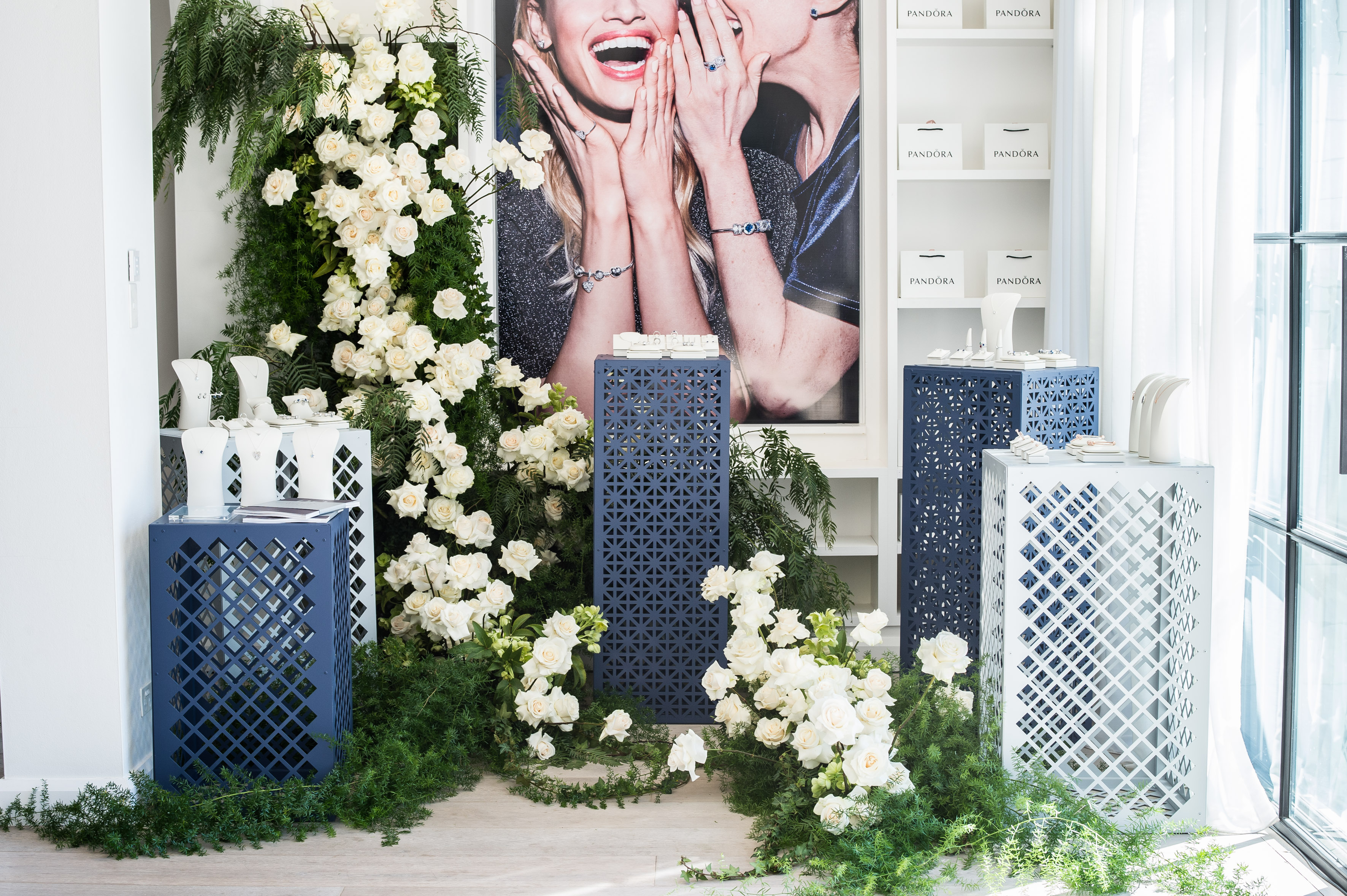 Unique perforated metal display stands - Pandora jewellery collection ...