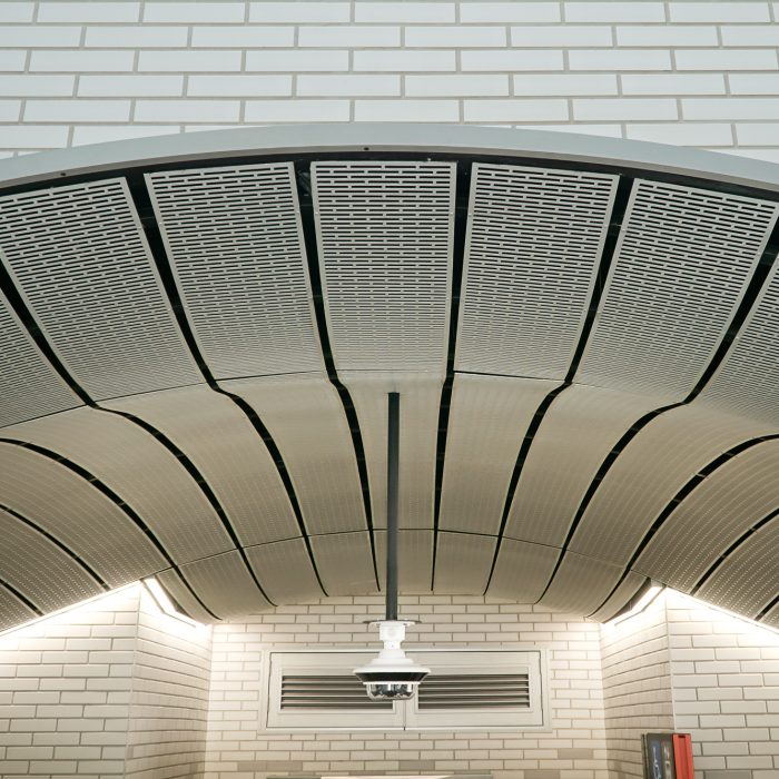Perforated Metal Ceiling, Waitara Station - Arrow Metal